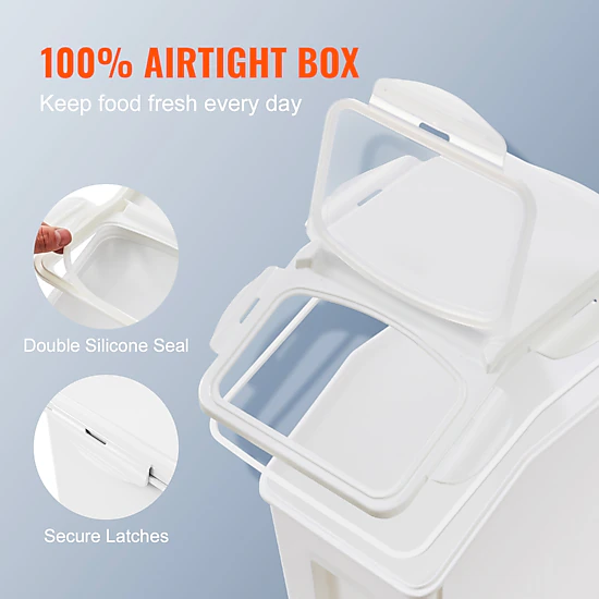 HONGGE 2-Pack 15L Airtight Rice Storage Container Set with Wheels ...